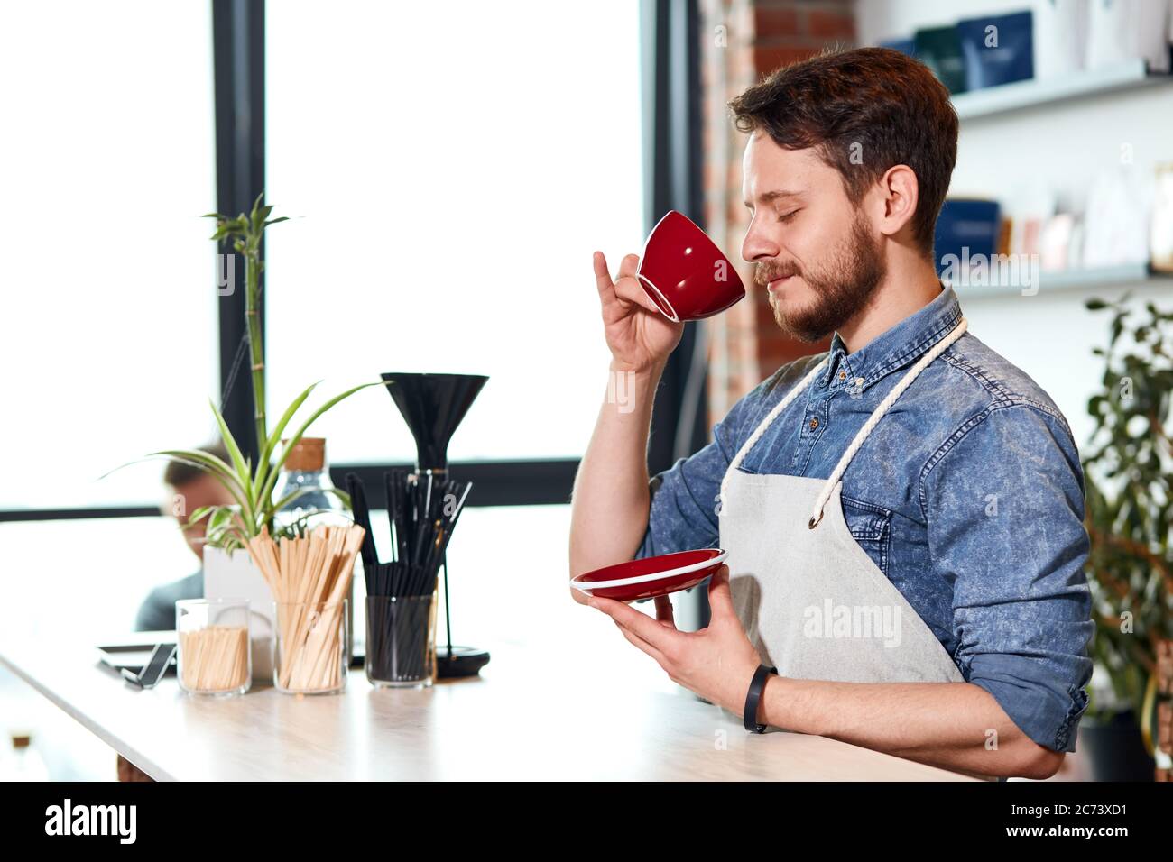 Barista Making Cappuccino In Coffeeshop High Resolution Stock ...