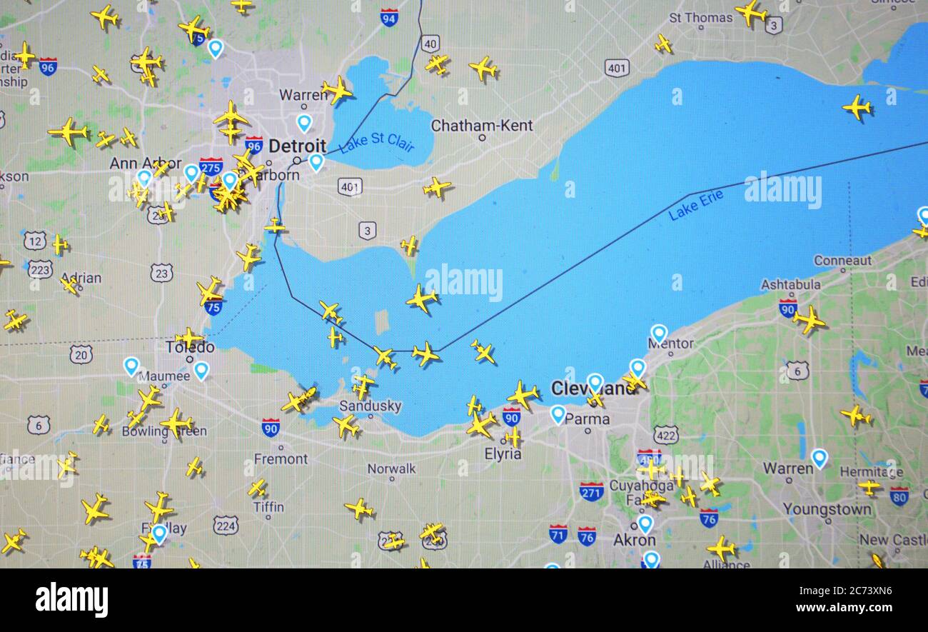 Michigan airport map hi-res stock photography and images - Alamy