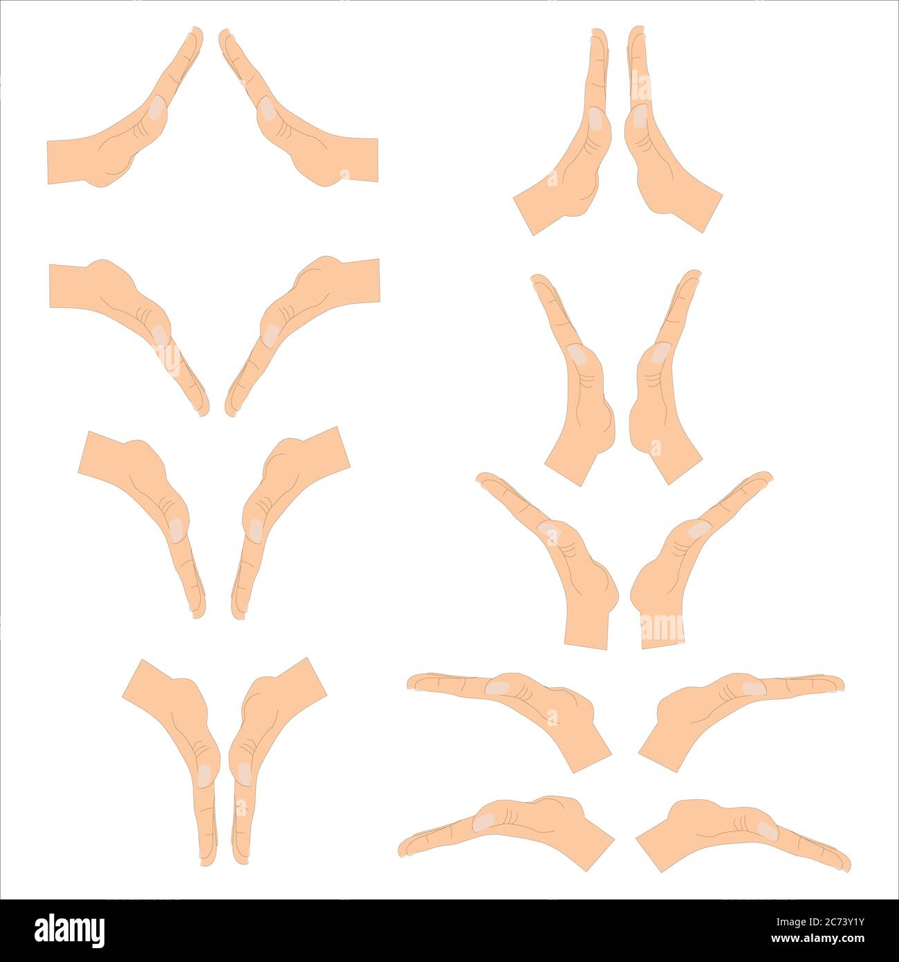 Various gestures of human hands isolated on a white background. Vector ...