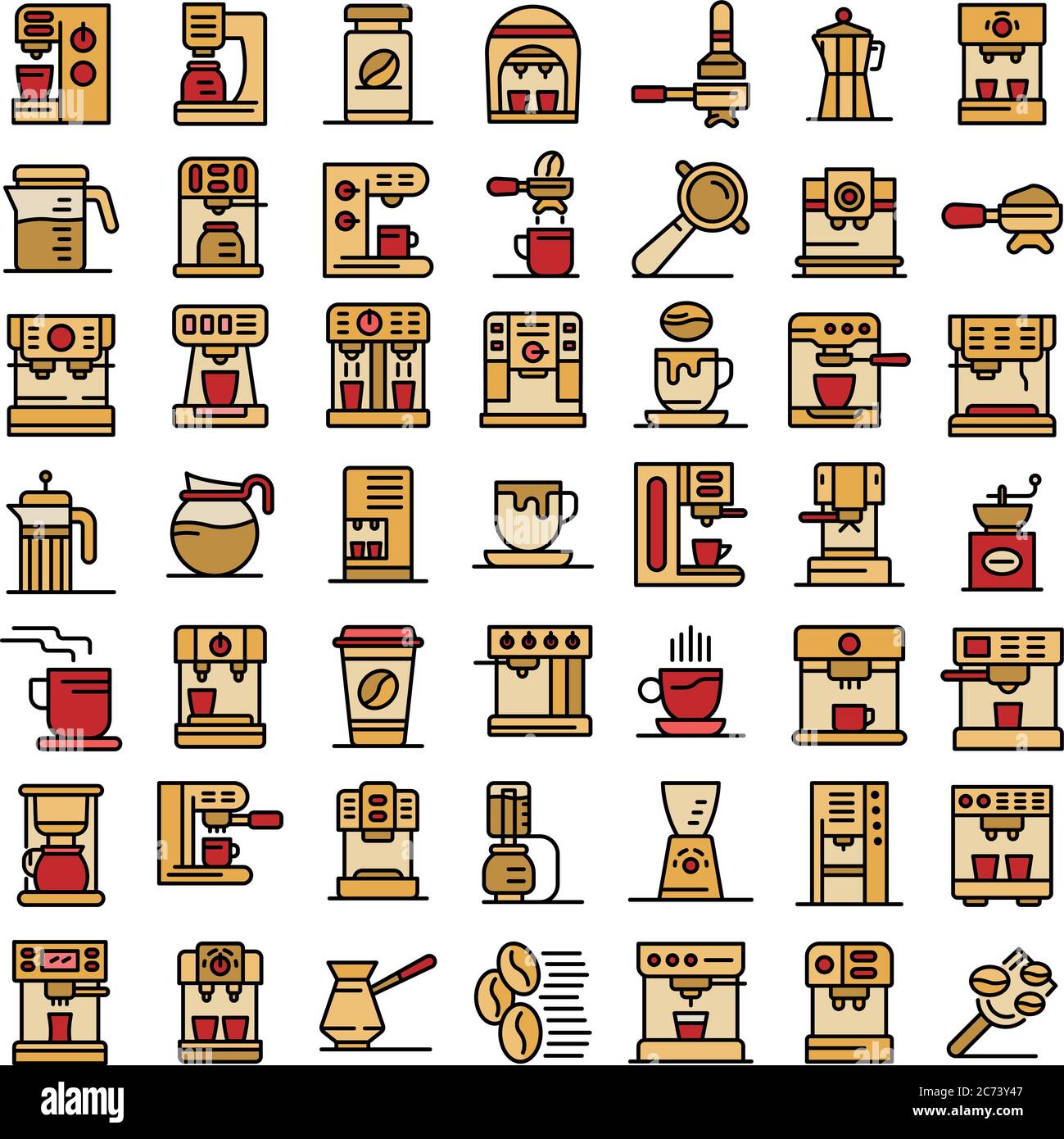 Coffee machine icons set vector flat Stock Vector Image & Art - Alamy