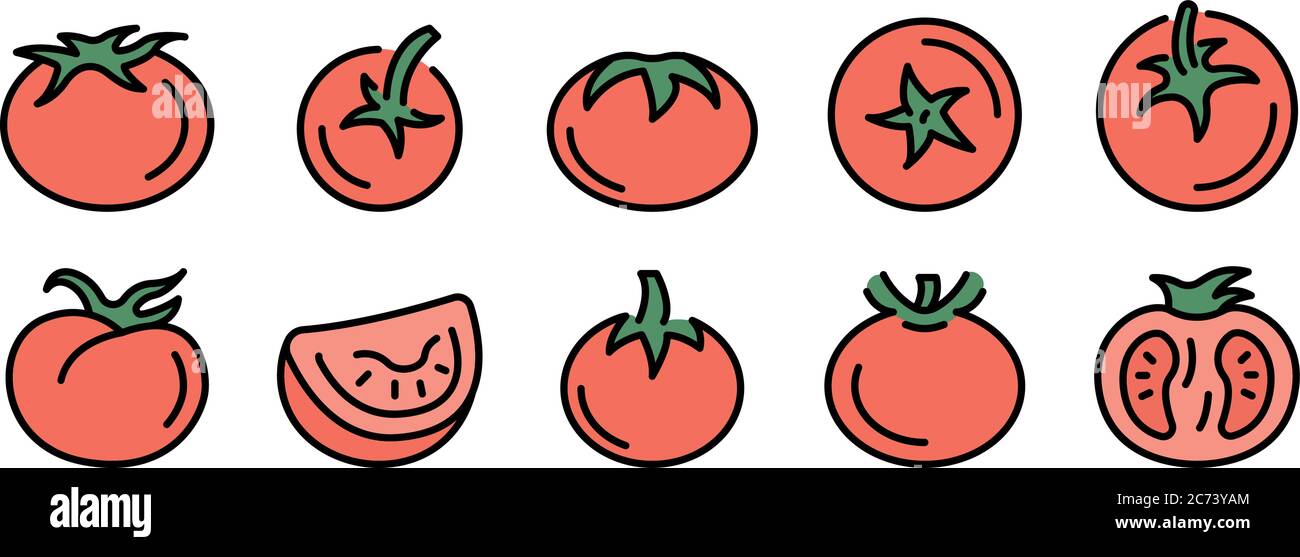 Tomato icons set vector flat Stock Vector Image & Art - Alamy