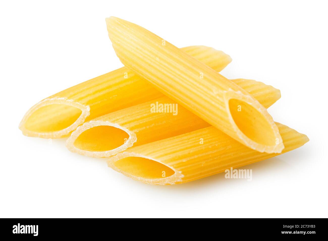 pennette rigate isolated on white background raw paste Stock Photo - Alamy