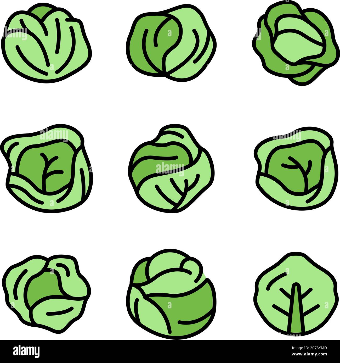 Cabbage icons set vector flat Stock Vector Image & Art - Alamy