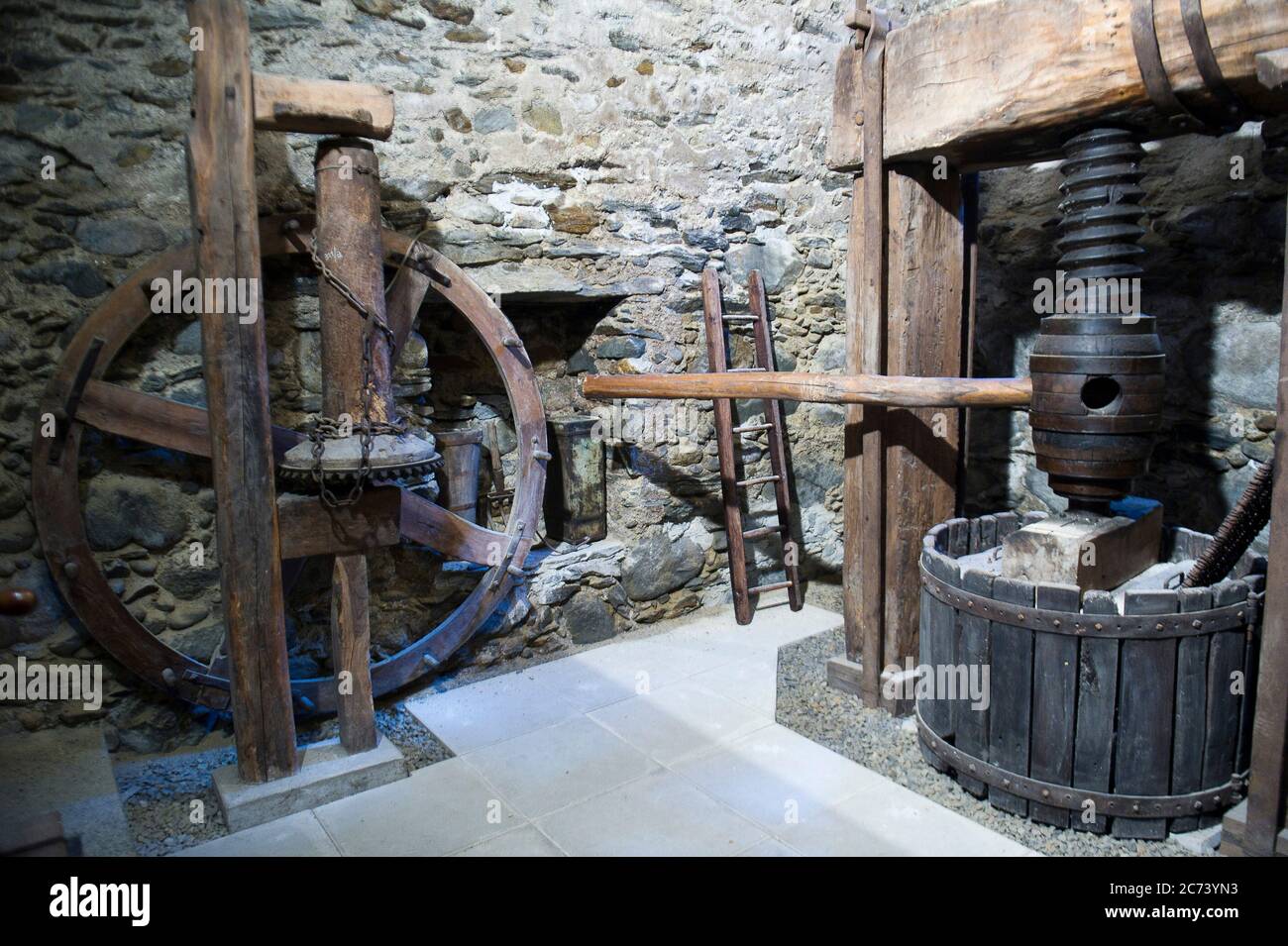 Ethnographic museum wooden wine press for pressing grapes hi-res stock ...