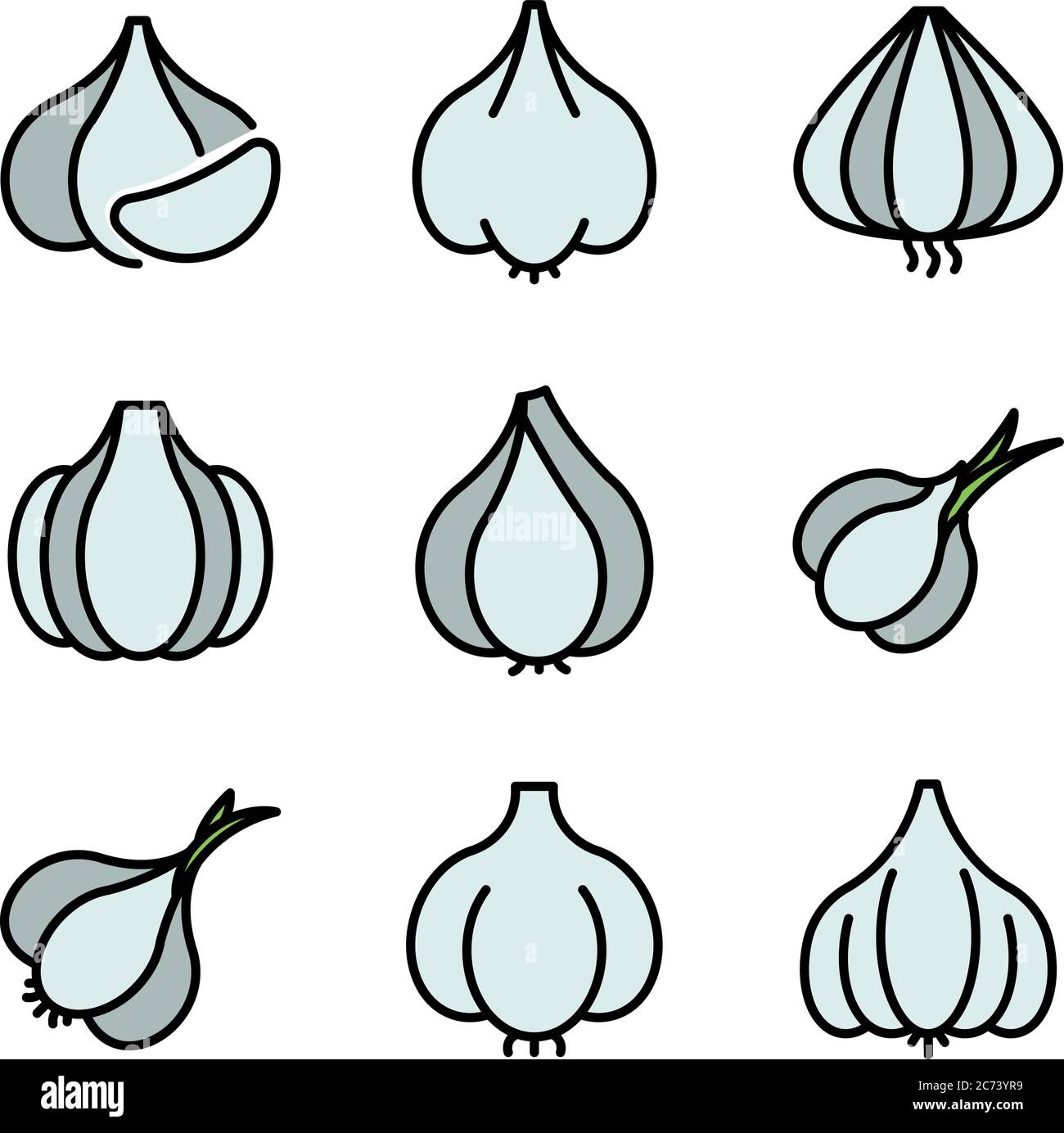 Garlic icons set vector flat Stock Vector Image & Art - Alamy