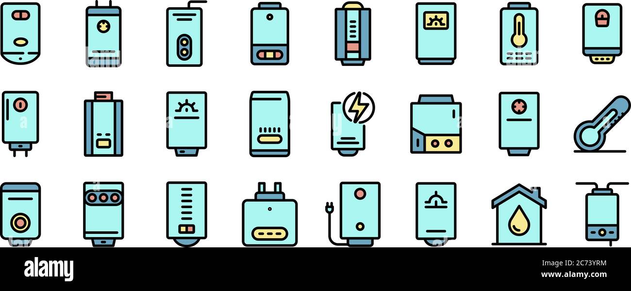Boiler icons set vector flat Stock Vector Image & Art - Alamy