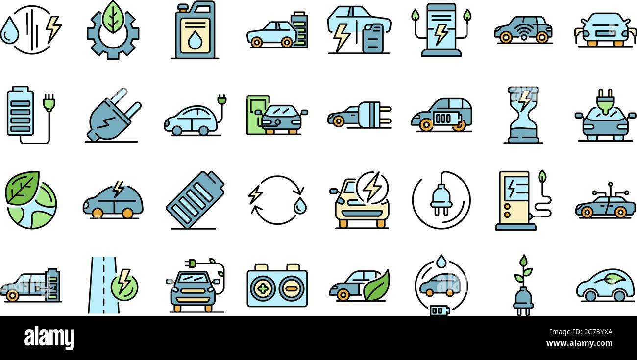 Hybrid icons set vector flat Stock Vector Image & Art - Alamy