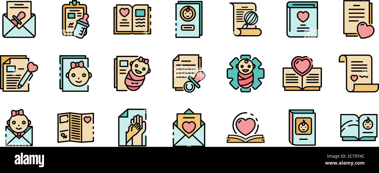 Certificate of birth icons set vector flat Stock Vector Image & Art - Alamy