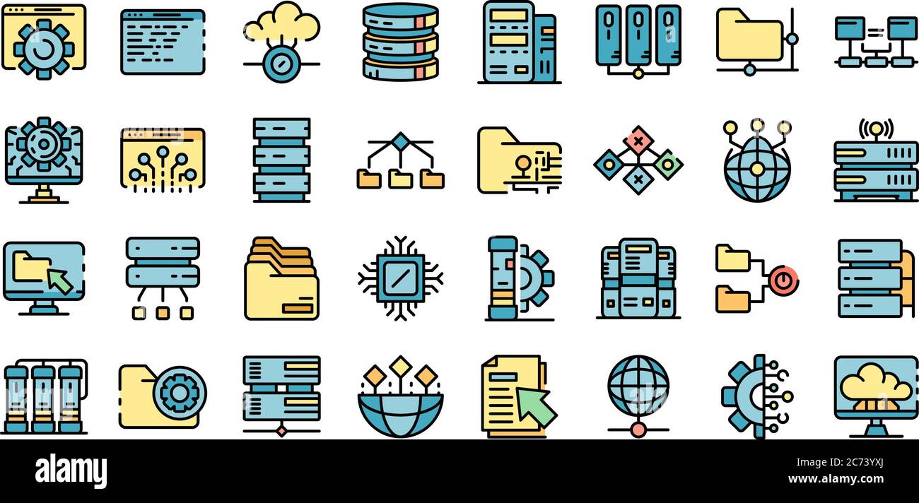 Data center icons set vector flat Stock Vector Image & Art - Alamy