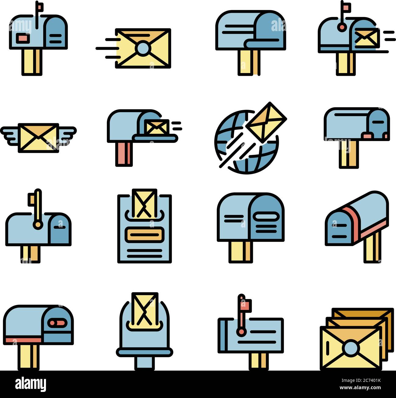 Mailbox icons set vector flat Stock Vector Image & Art - Alamy