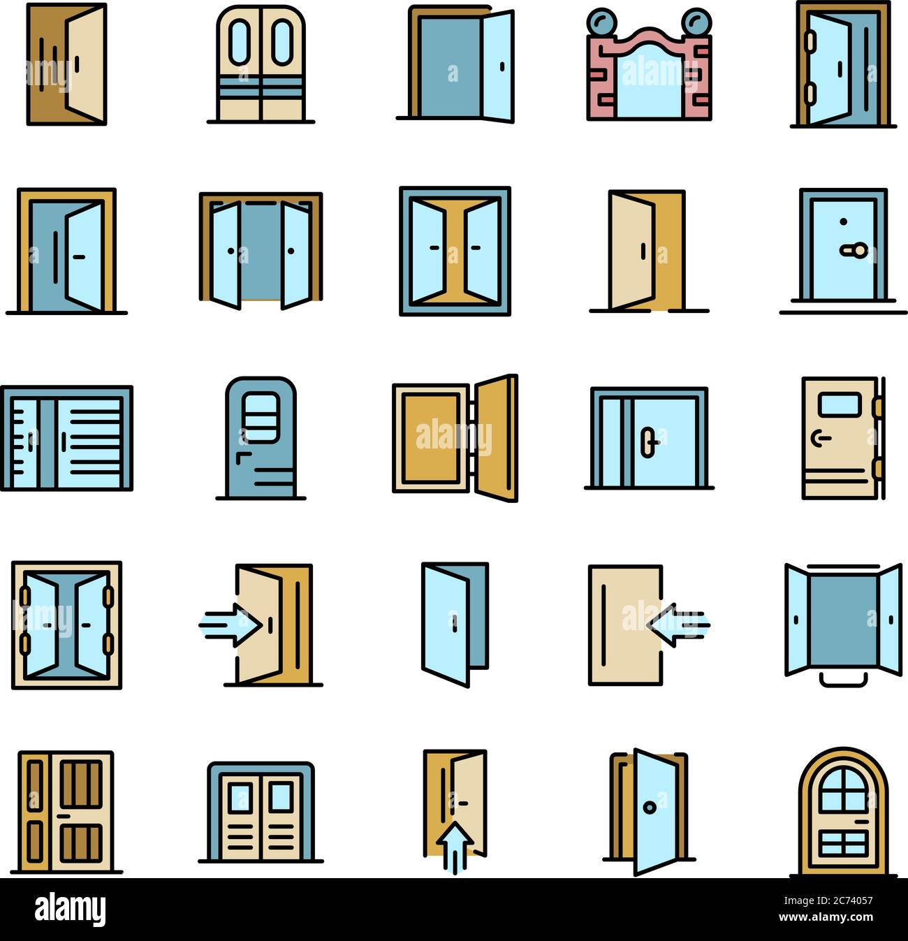 Entrance icons set vector flat Stock Vector Image & Art - Alamy