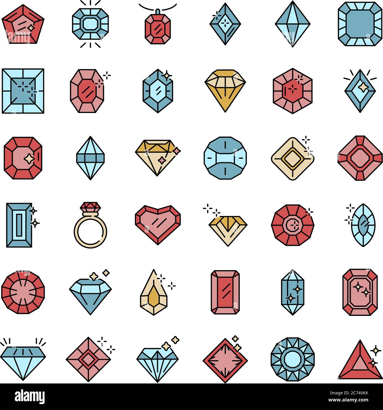 Jewel icons set vector flat Stock Vector Image & Art - Alamy