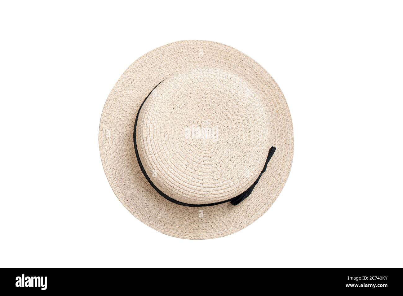 Straw hat. Top view. Isolate on white background Stock Photo - Alamy