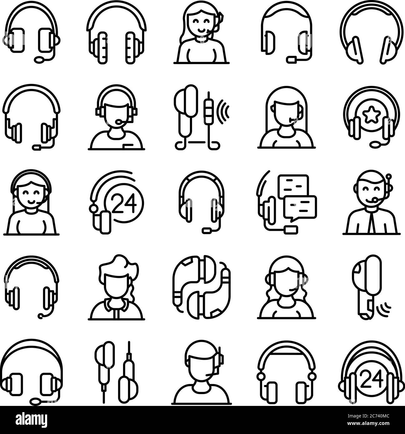 Headset icons set, outline style Stock Vector Image & Art - Alamy
