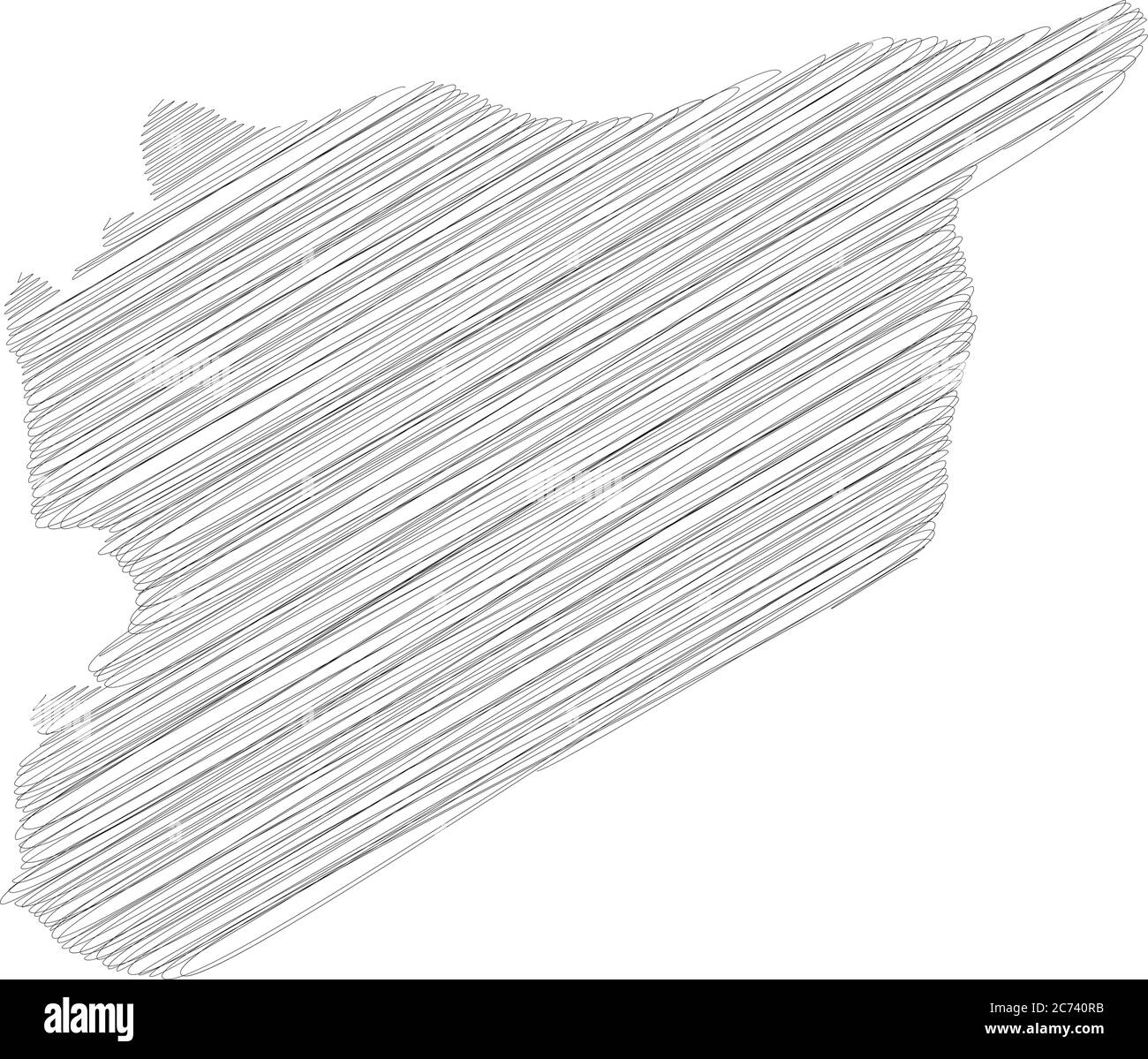 Syria - pencil scribble sketch silhouette map of country area with ...