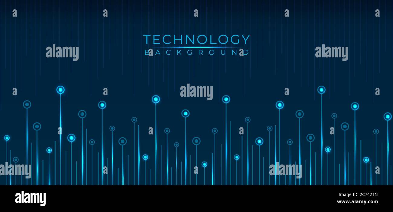 Technology line pattern data flow blue color glow light with space for ...