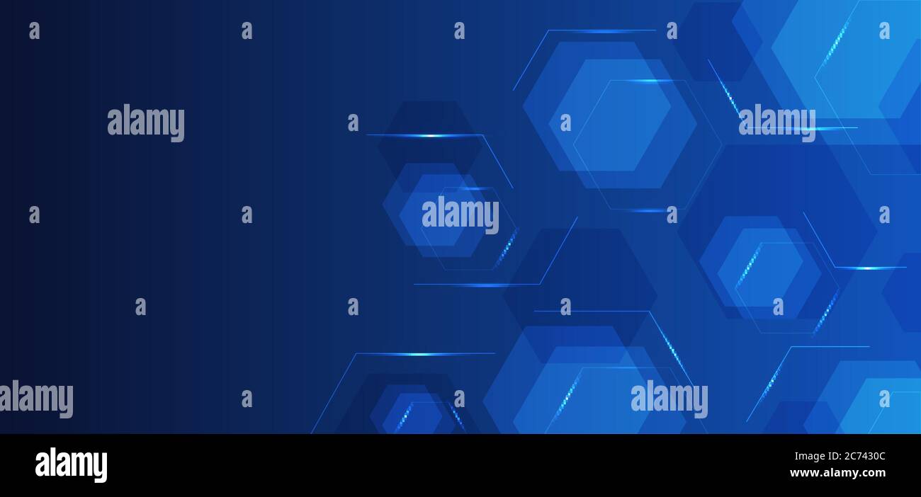 Hexagon shape overlap layer design technology background with space ...