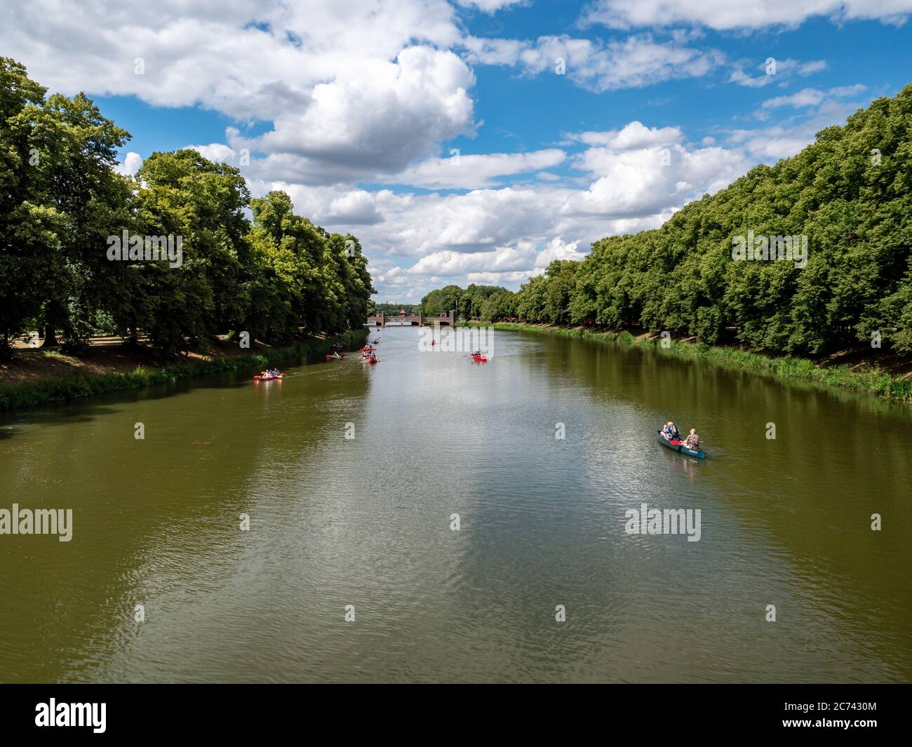 At the Sachsenbrücke in Leipzig with a view of the Karl-Heine Canal ...