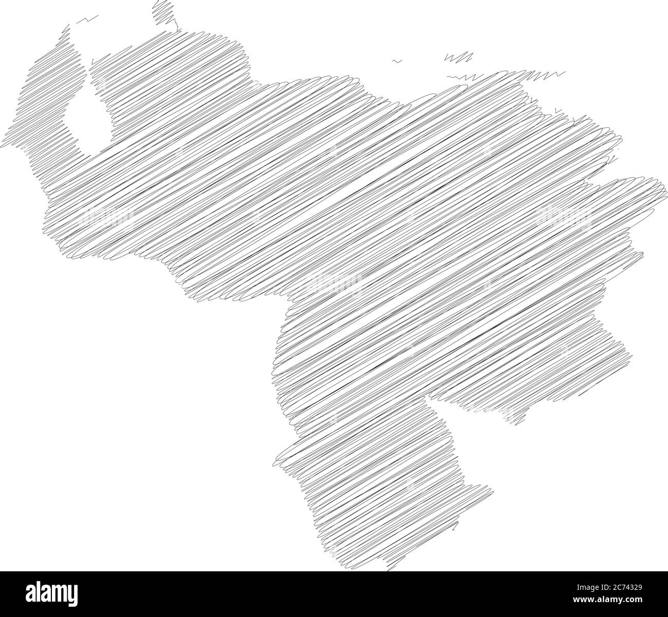 Venezuela - pencil scribble sketch silhouette map of country area with ...