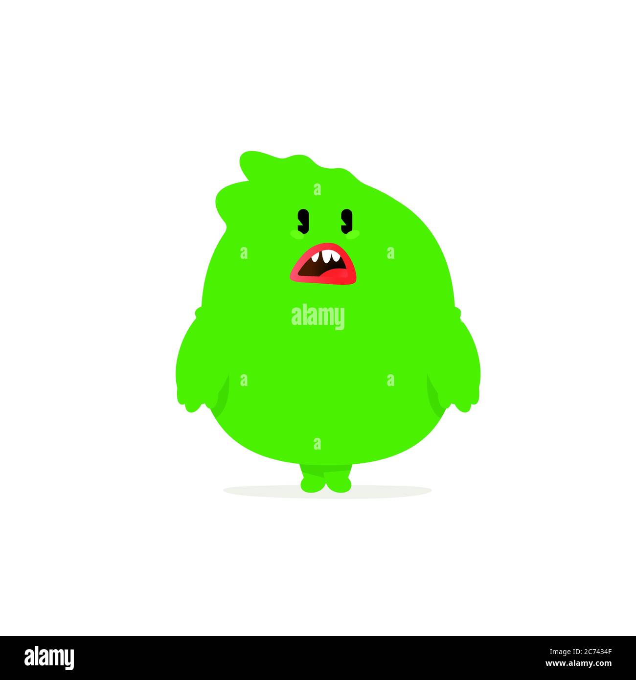 Illustration of a green kawaii monster. Vector. Cute cartoon baby ...
