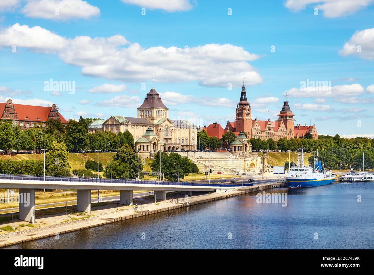 Szczecin waterfront with Chrobry Embankment, Poland Stock Photo - Alamy