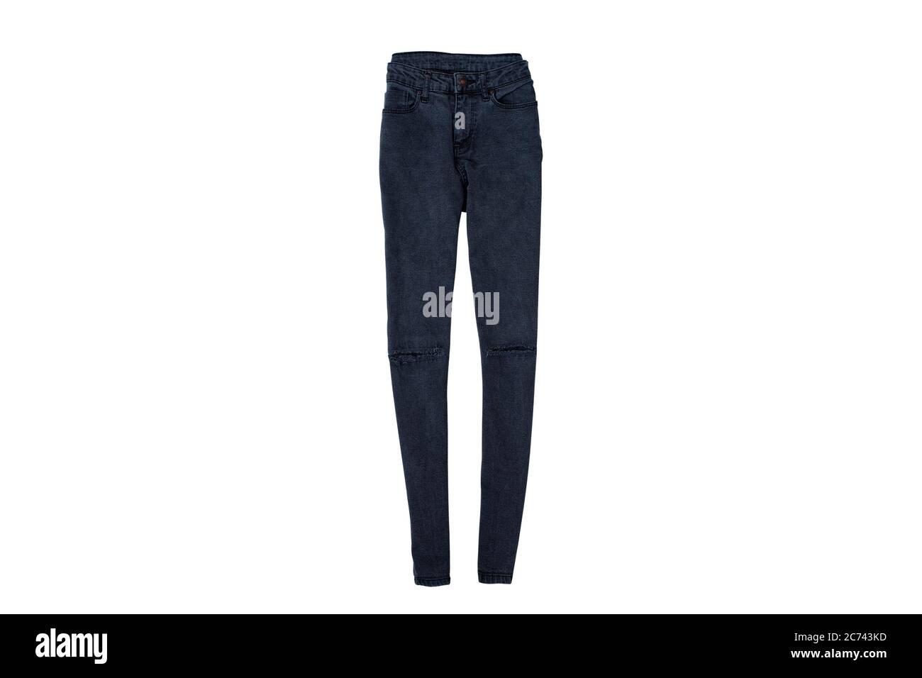 Gray ripped jeans isolate on white background Stock Photo - Alamy