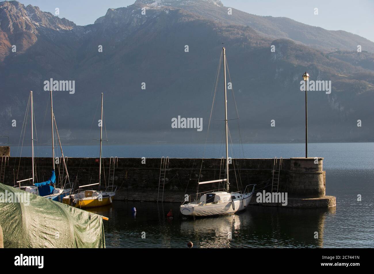 Europe, Italy, Lombardy, Lago Lario, Lago Como, Lecco branch. Mandello ...