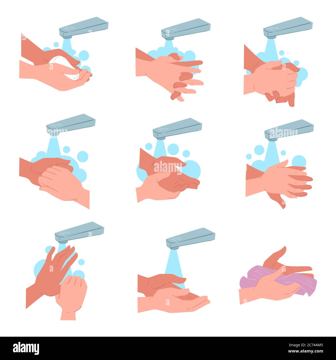 Step wash hands illustration Stock Vector Images - Alamy
