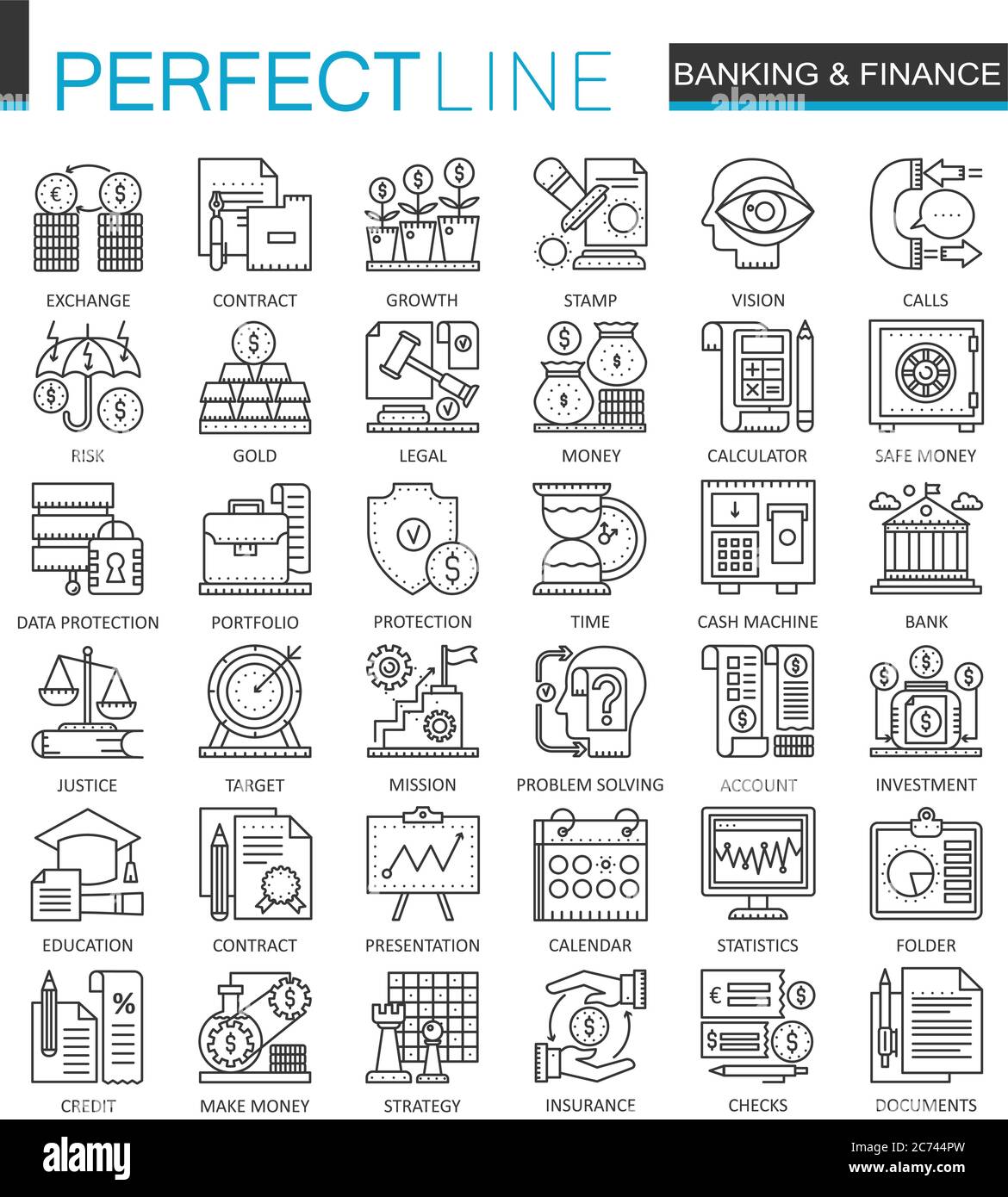 Banking finance thin line web icons set. Money and payments Online ...
