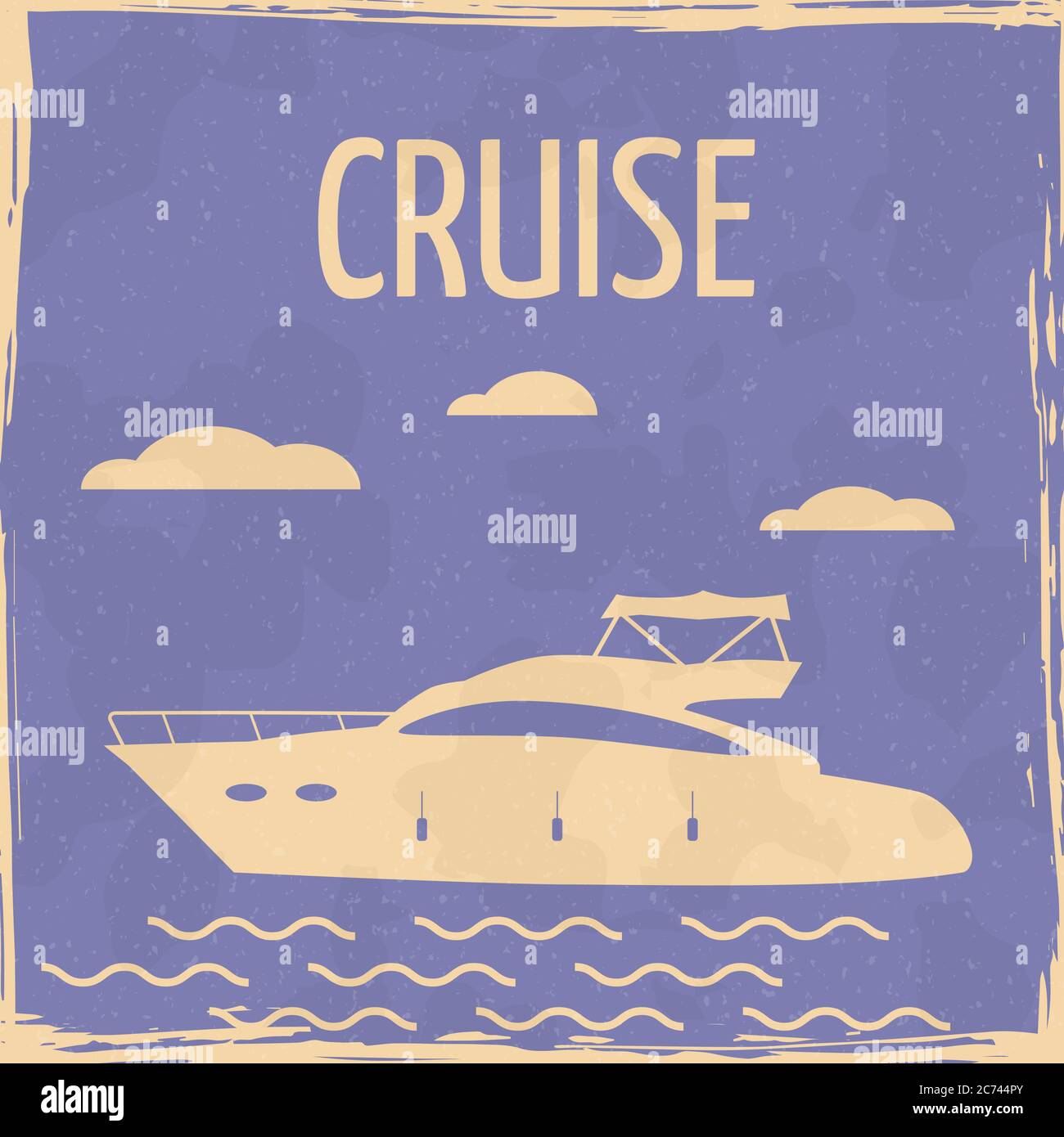 Speed boat nautical vintage poster. Textured grunge effect retro ...