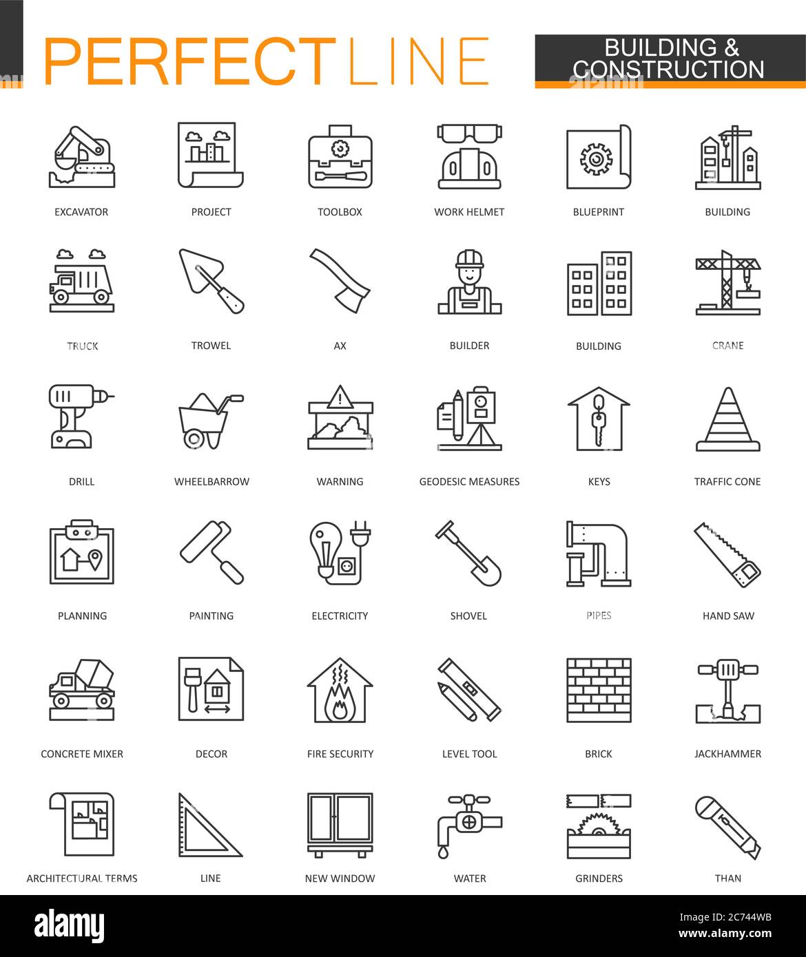 Building and construction thin line web icons set. Home repair tools ...