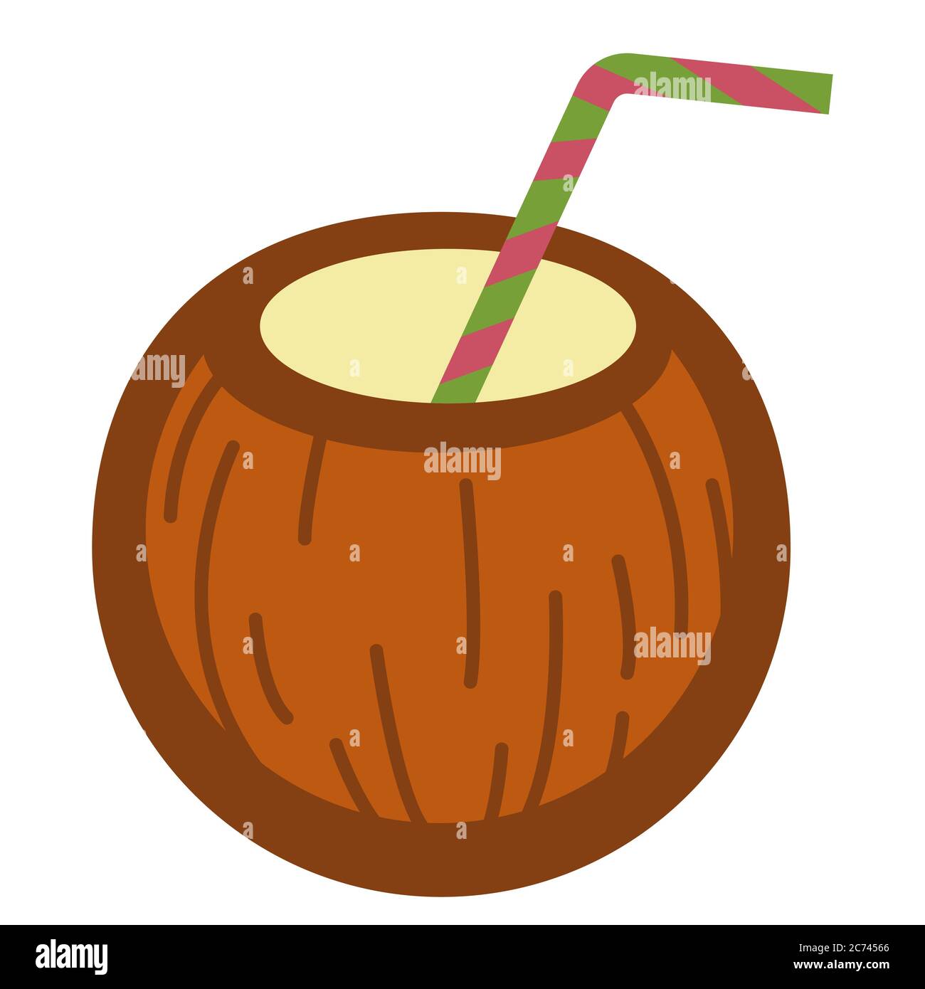 Straw in coconut Stock Vector Images - Alamy