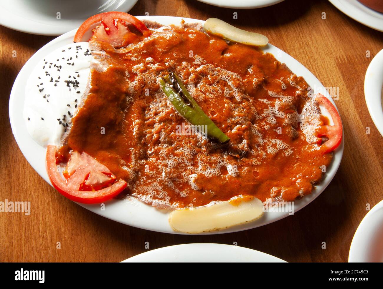 Turkish traditional iskender kebab. Yoghurt Stock Photo - Alamy