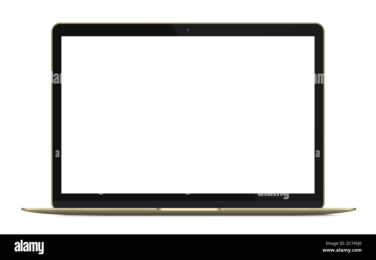 Modern rich golden ultrabook, notebook, laptop isolated. Vector ...