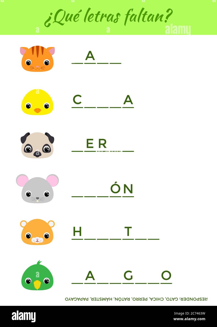 ¿Qué letras faltan? - What letters are missing? Complete the words ...