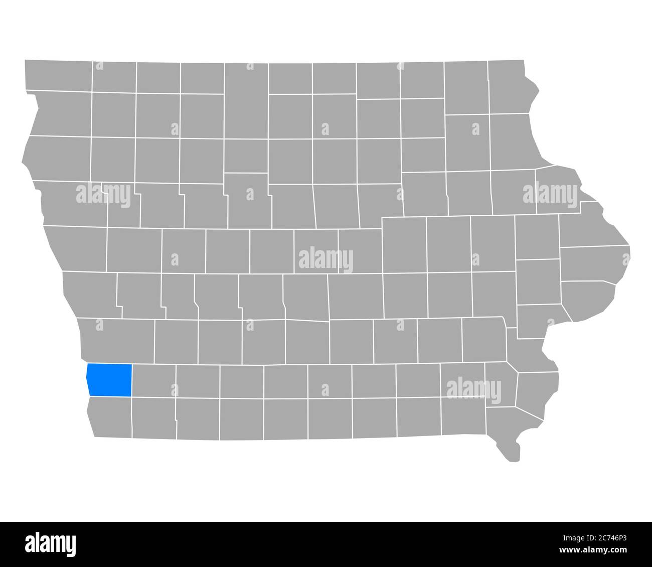 Map of Mills in Iowa Stock Photo - Alamy