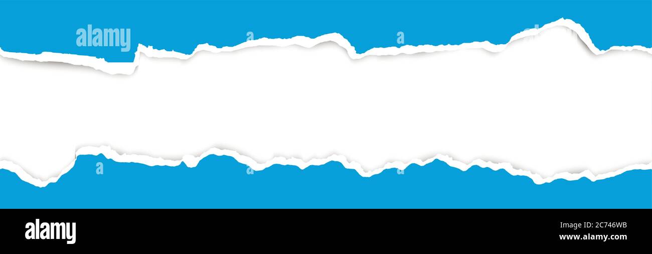 upper and lower part of ripped open paper colored blue Stock Vector ...