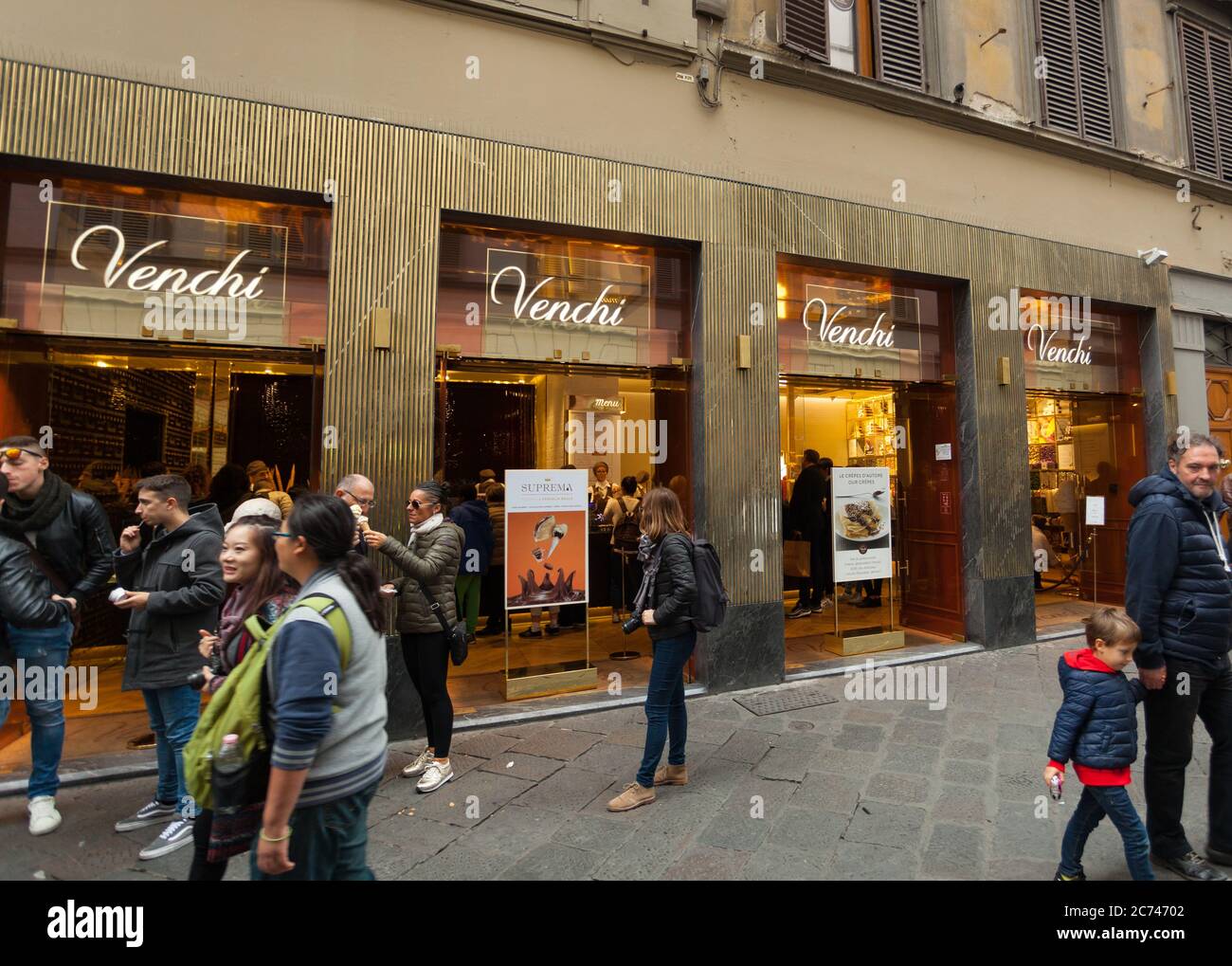 Florence, Italy - 04 November, 2017: External facade of the Venchi ice ...
