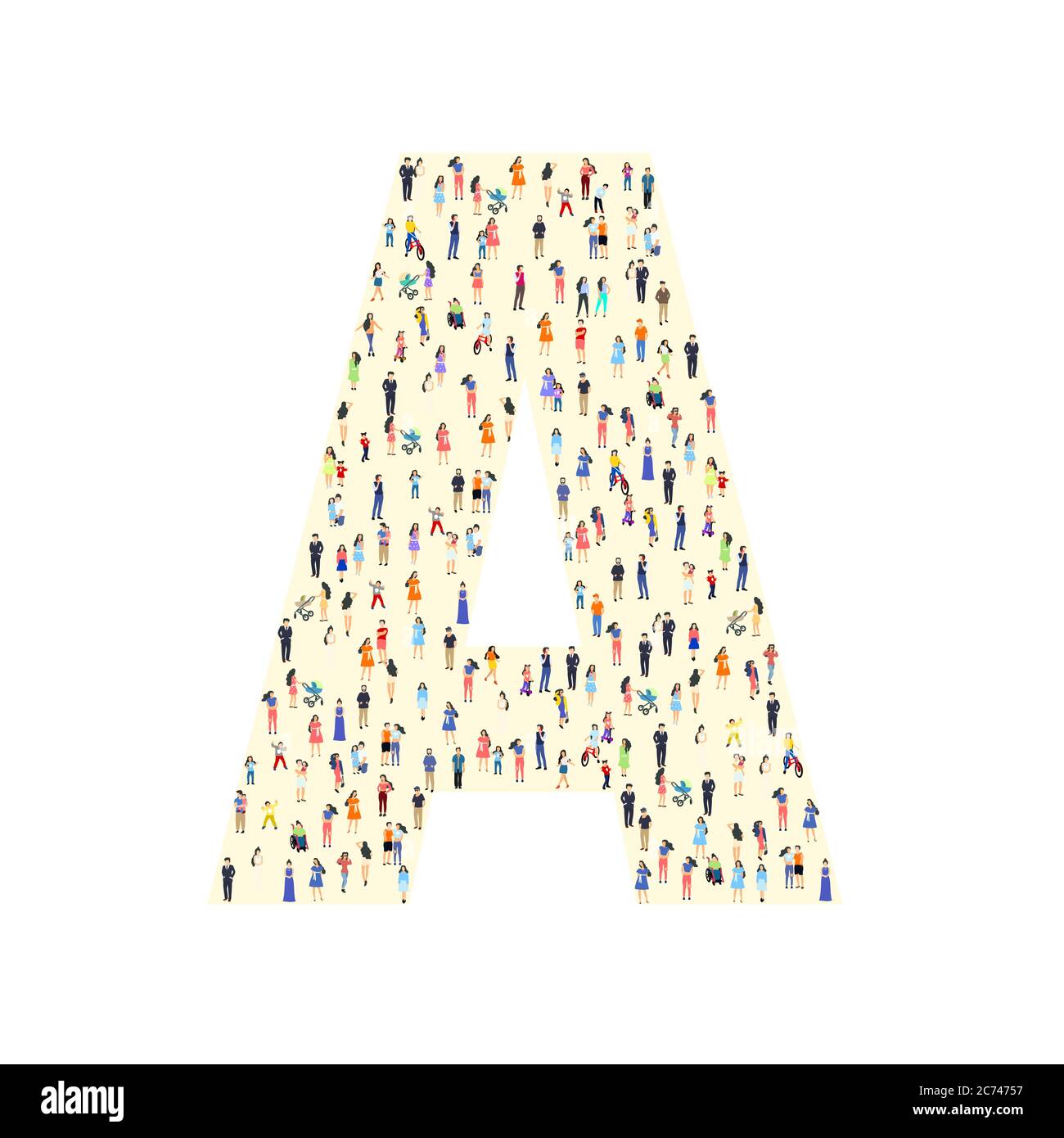 Large group of people in letter A form. People font. Clean vector font ...