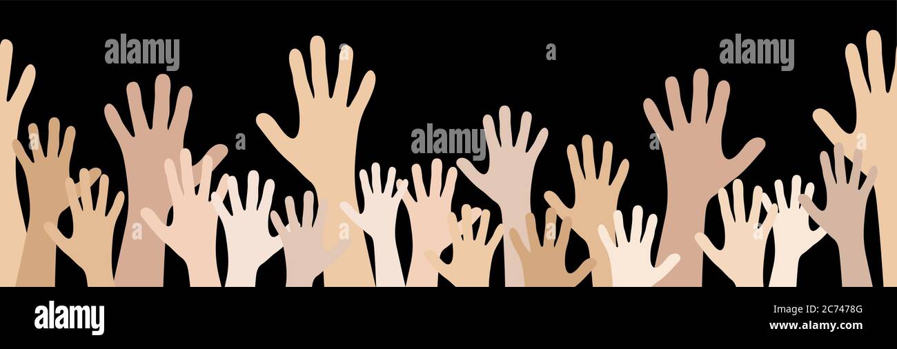 seamless illustration of many different skin colored people stretch ...