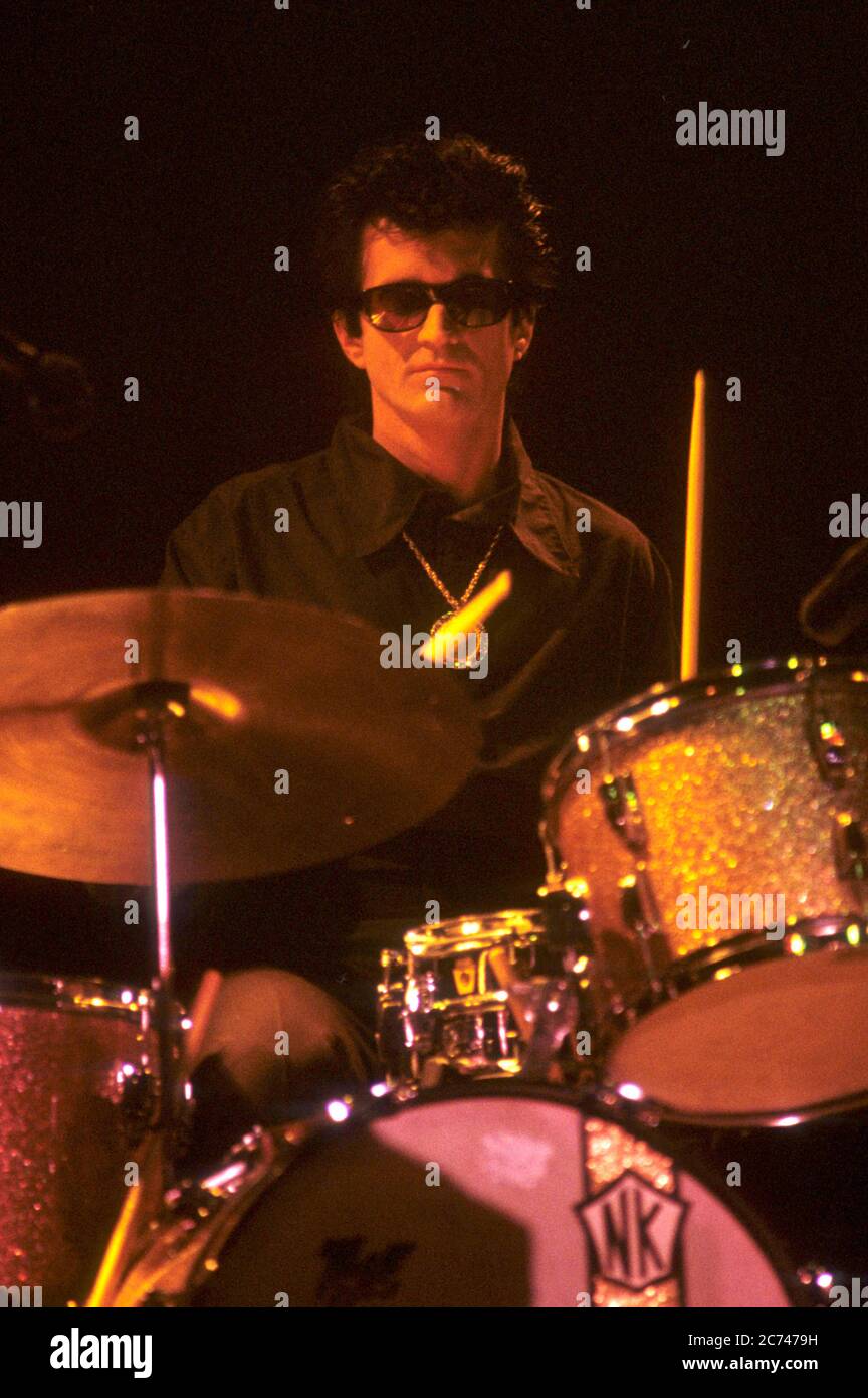 Nick Knox of The Cramps live at the Town & Country Club. London, April ...