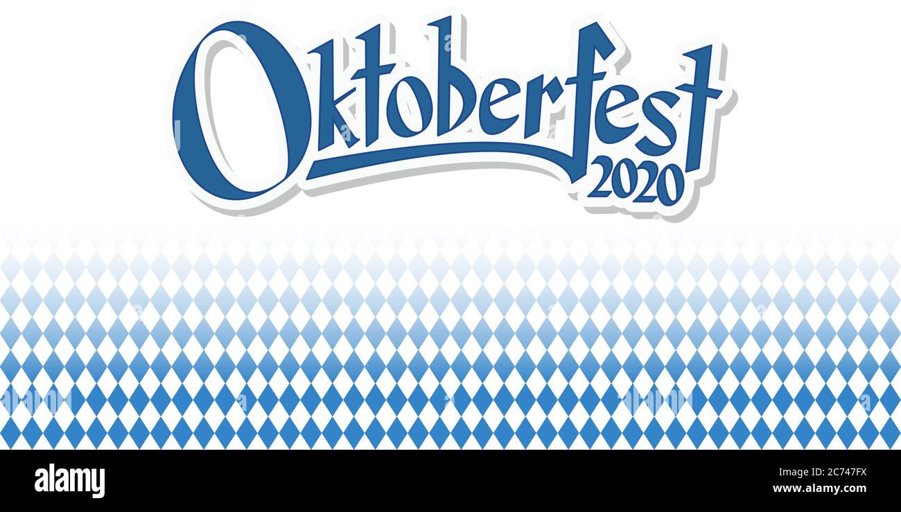Oktoberfest background with blue-white checkered pattern and text ...