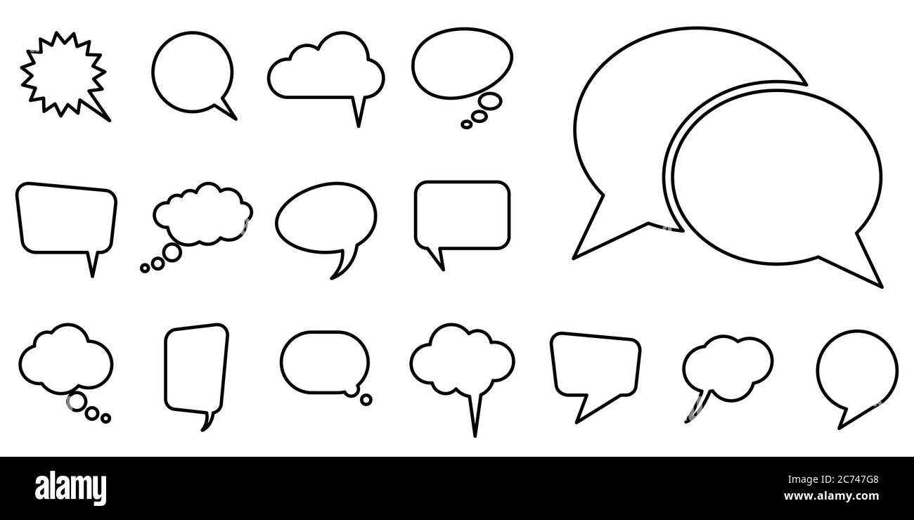 collection of different speech bubbles and thought bubbles with space ...