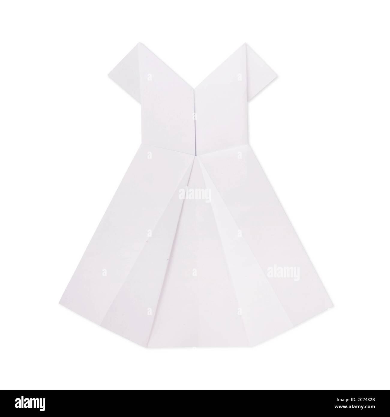 White origami paper style template dress on white Stock Photo - Alamy