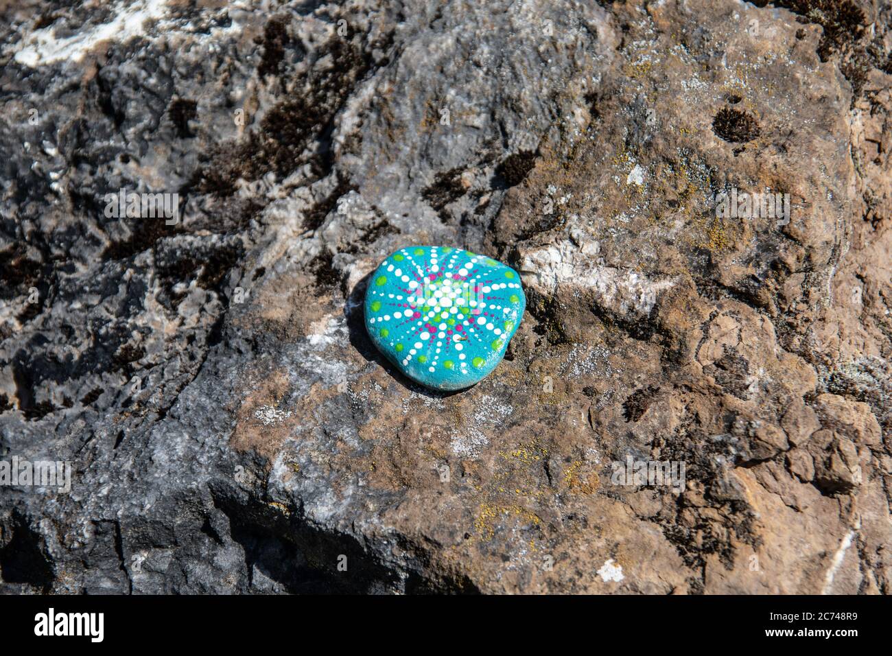 colorful stone path marking in the countryside Stock Photo - Alamy