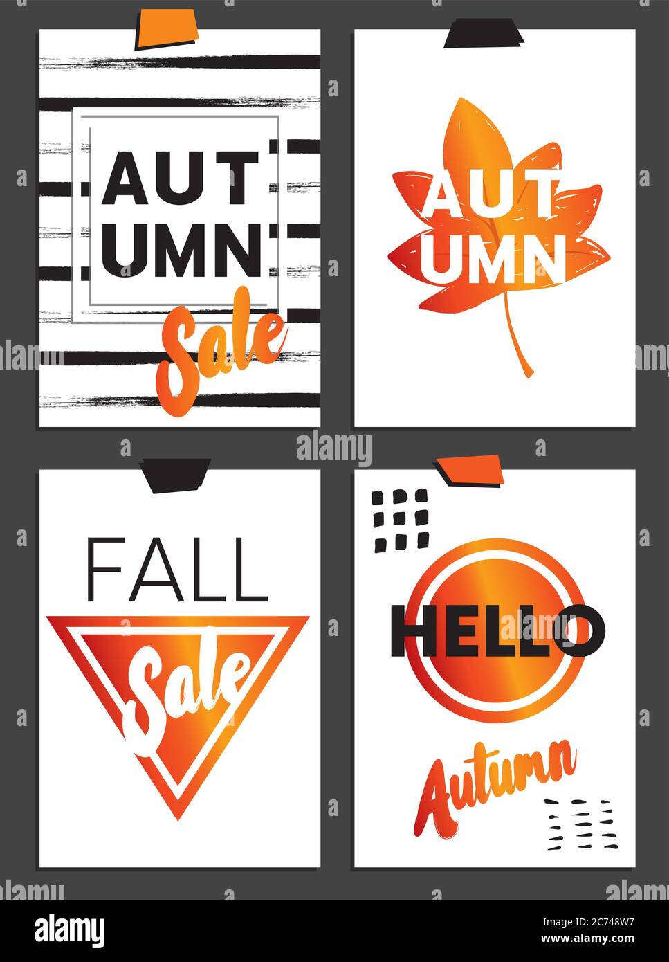 Autumn sale flyer template with lettering. Bright fall leaves. Vector ...
