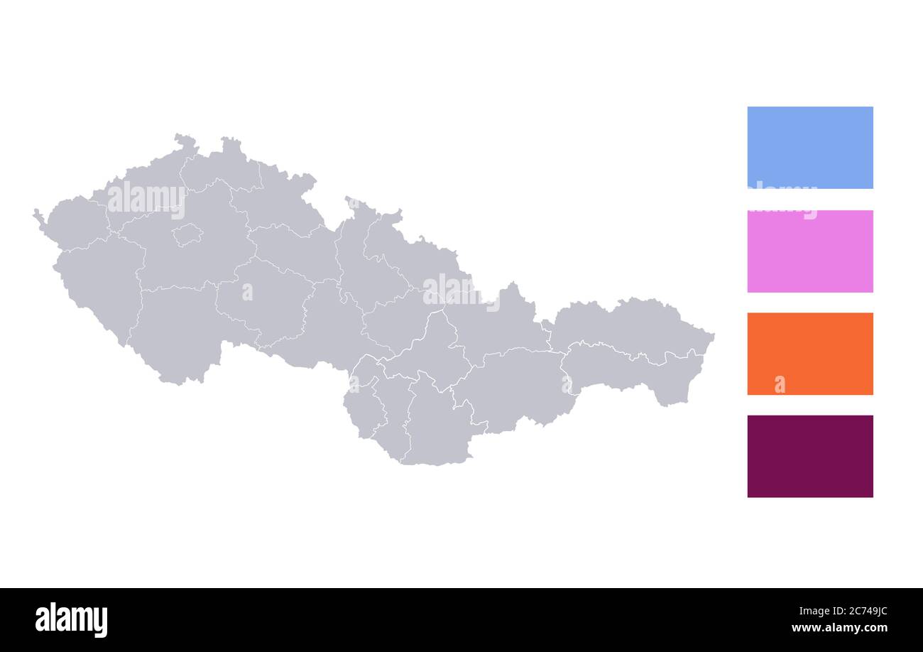Infographics of Czechoslovakia map, individual regions blank Stock ...