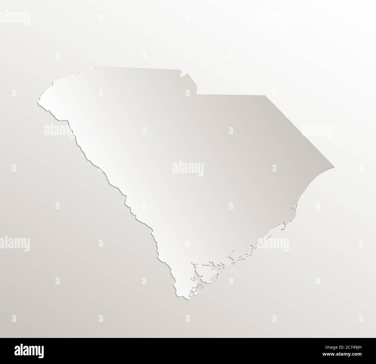 South Carolina map, card paper 3D natural blank Stock Photo - Alamy