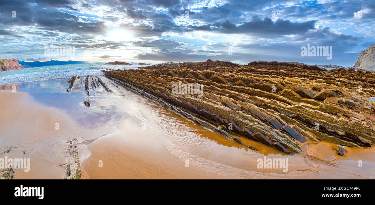 Steeply-tilted Layers of Flysch, Flysch Cliffs, Basque Coast UNESCO ...