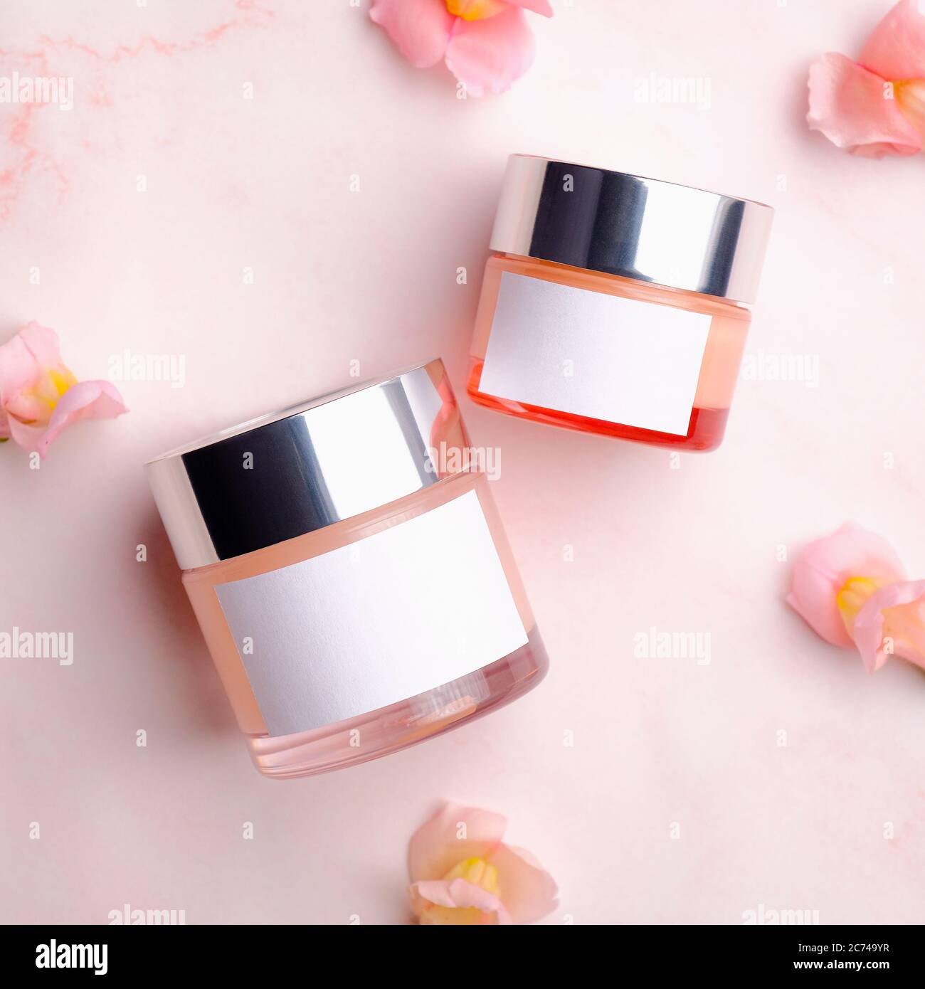 Body cream packaging design, cosmetic jars mockup with white blank ...
